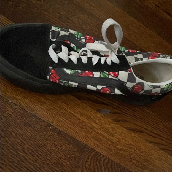 Vans | Shoes | Vans Black And Red Cherry Sneakers | Poshmark